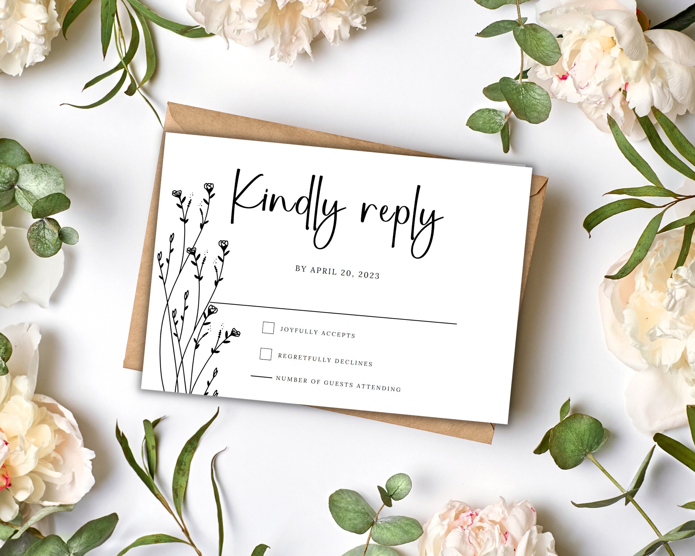 Modern Rsvp Card Template Wedding Kindly Reply Card Diy Wedding ...