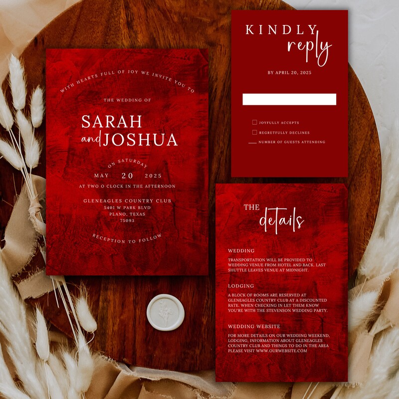 Wedding Invitations Red - Etsy