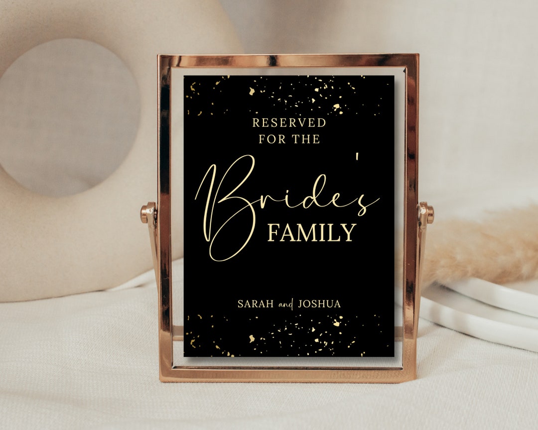 Reserved for Brides Family Sign Template Black and Gold Wedding Signs ...