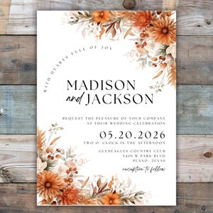 Country Wedding Invitation Set Rustic Floral Wedding Invitations Cowboy ...