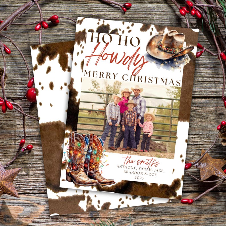 Country Christmas Card Ho Ho Howdy Christmas Photo Card Country Western ...