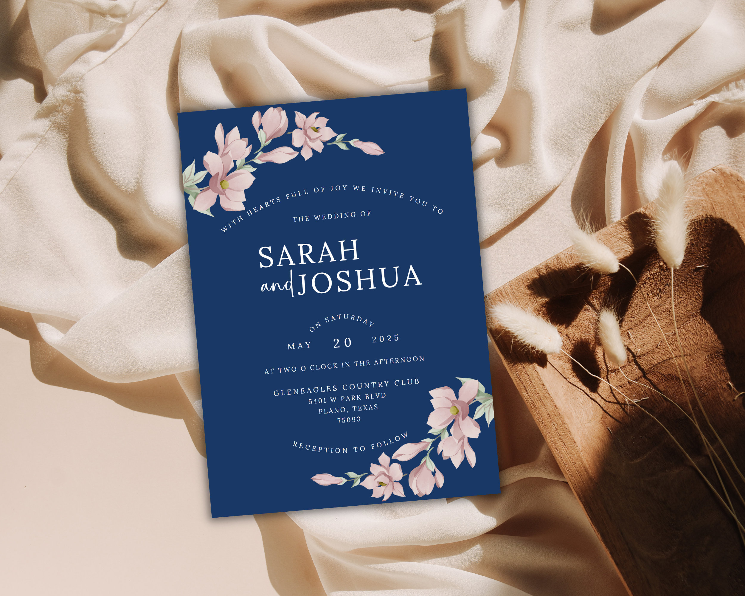 Blue and Pink Wedding Invitation Template Trending Wedding - Etsy