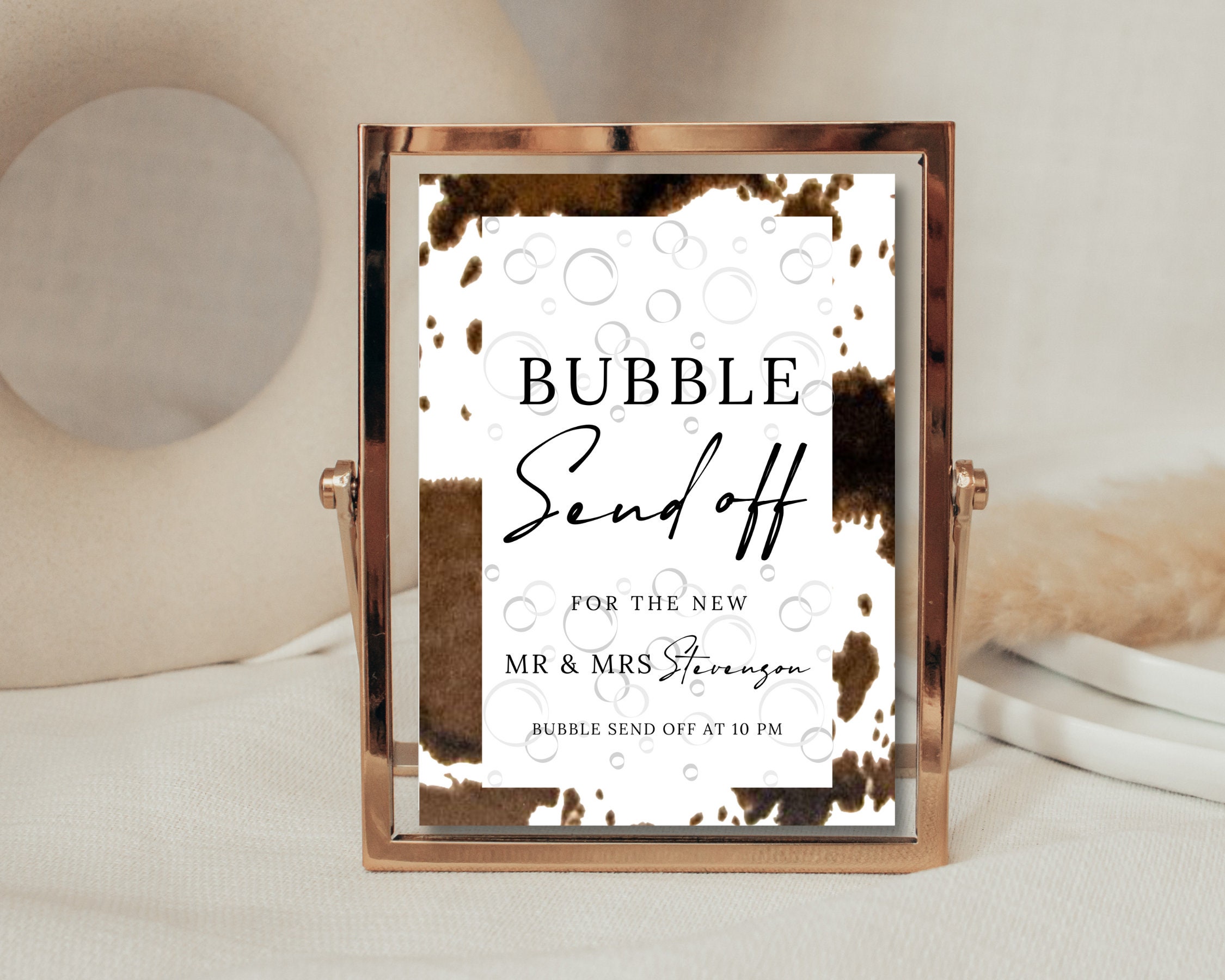 Modern Western Bubble Send off Sign Template Wedding Decor Country ...