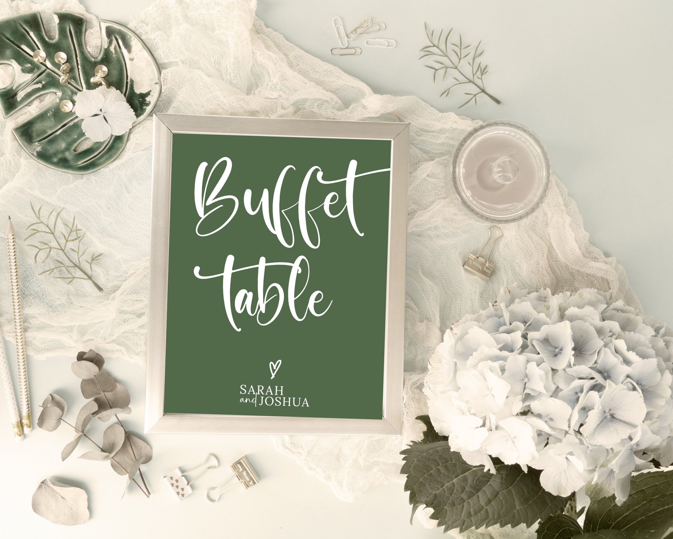 Wedding Reception Table Sign Template Buffet Sign Green Event Table ...