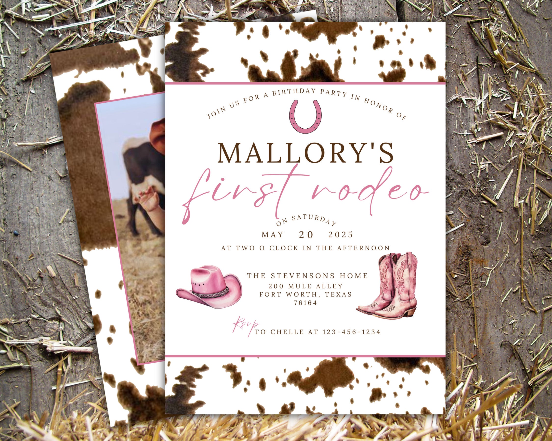 First Rodeo Party Invitation Template Cowgirl First Birthday Party ...