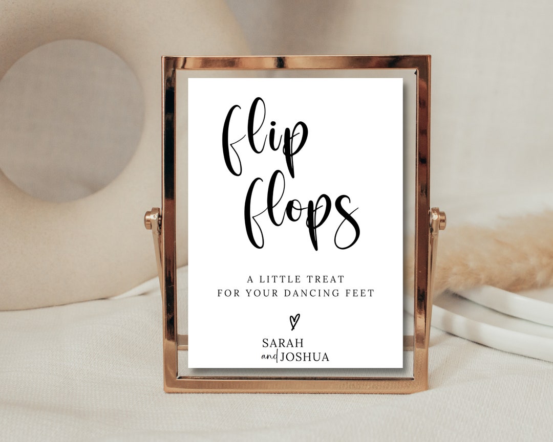Wedding Flip Flop Sign Template Printable Flip Flops Sign Modern ...