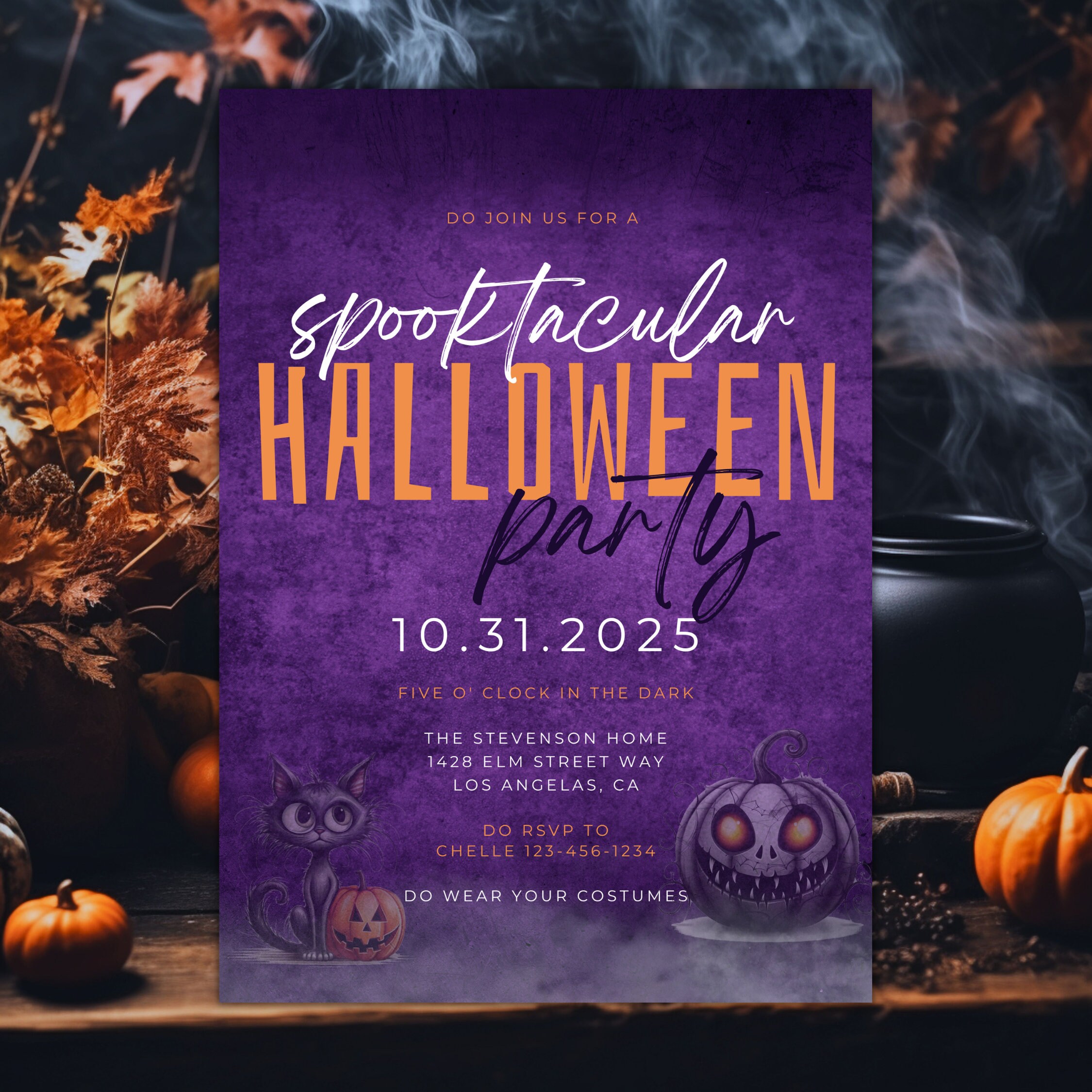 Goth Girl Halloween Party Invitation Template Editable - Etsy