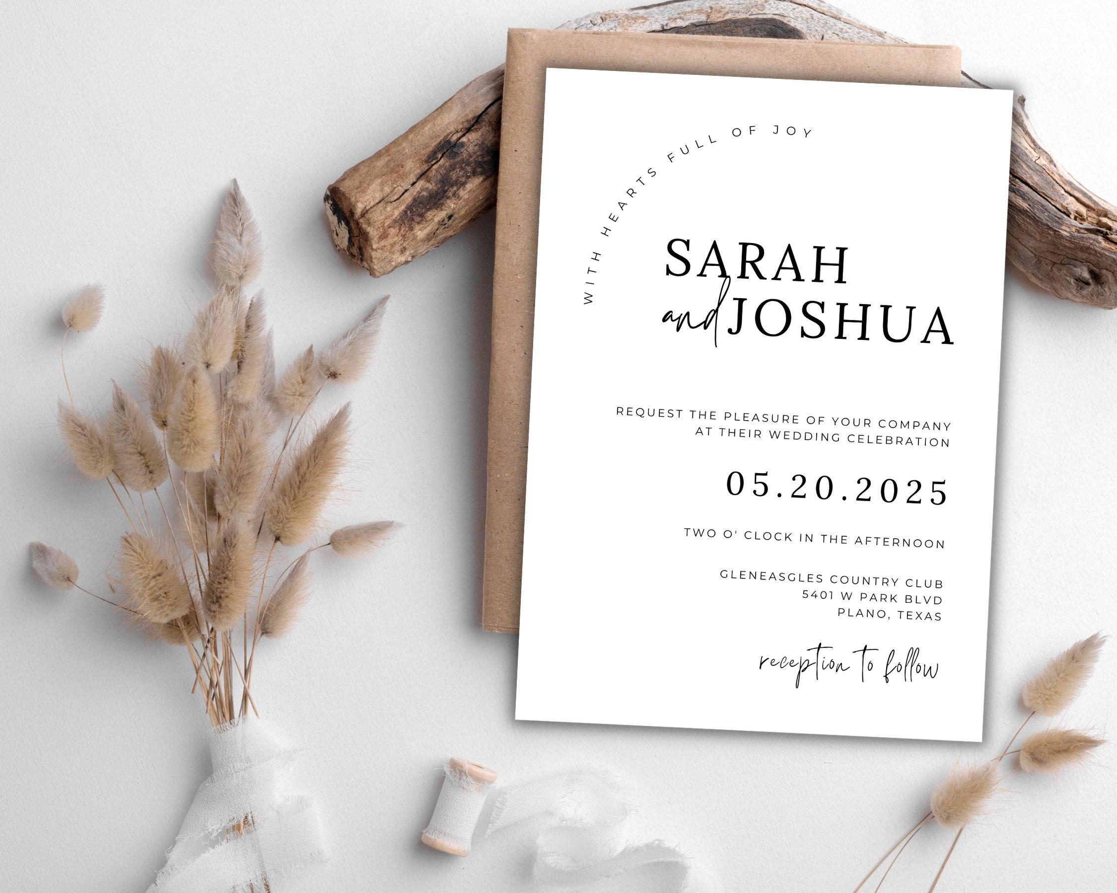 Modern Wedding Invitation Template Minimalist Wedding Stationery ...