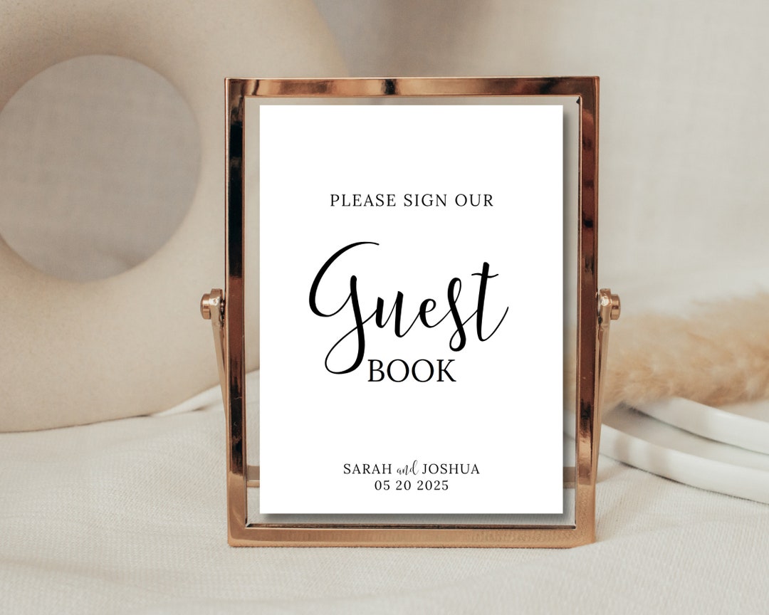Wedding Reception Sign Template Wedding Sign the Guest Book Sign ...