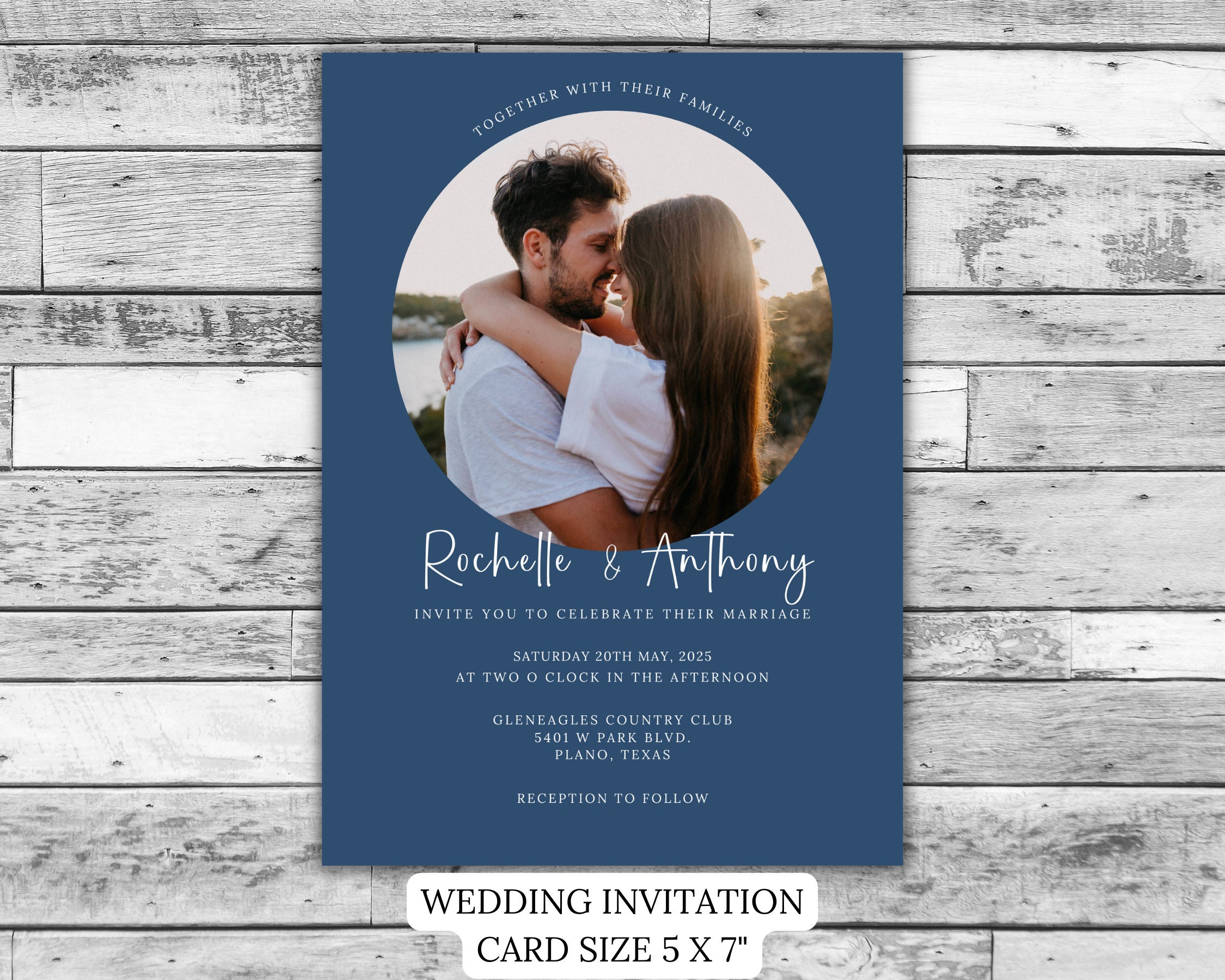 Navy Blue Wedding Invitation Templates Photo Invites Kindly Reply Card ...