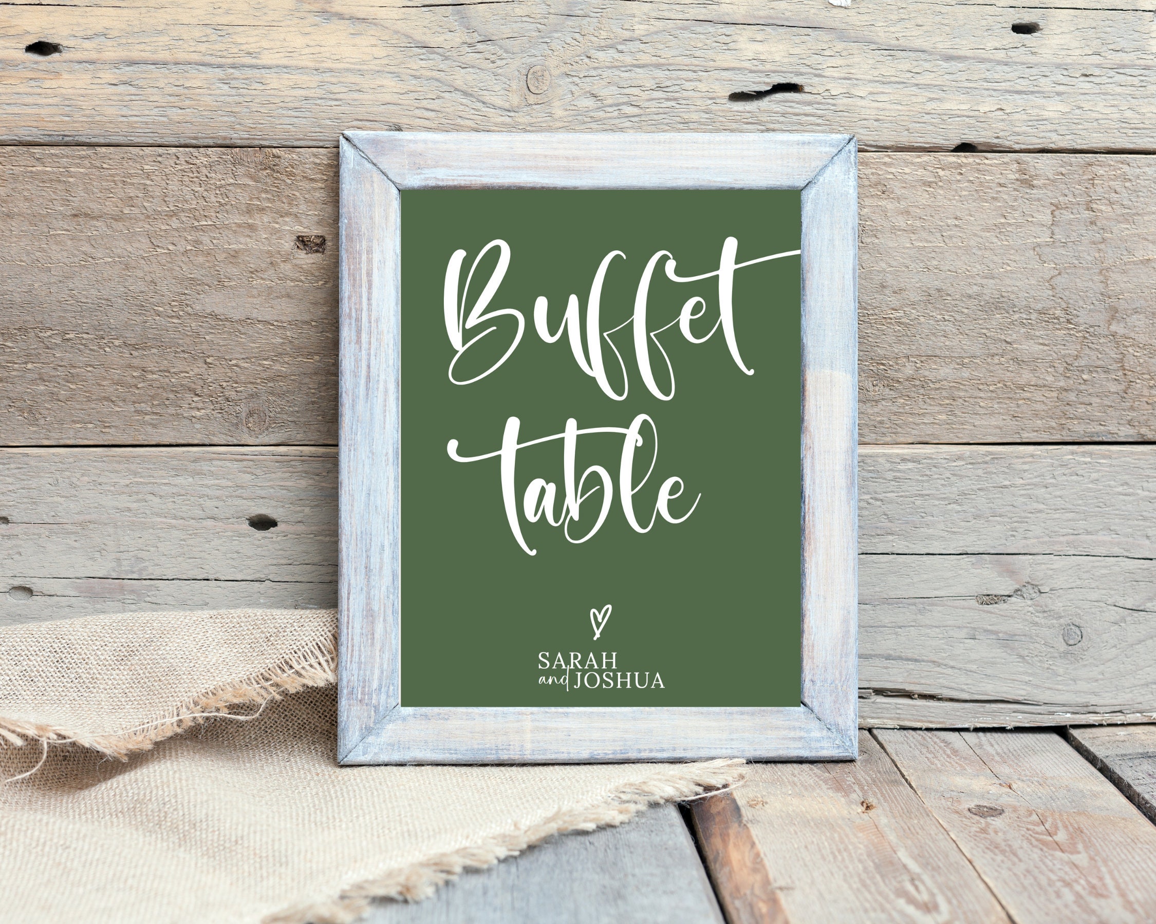 Wedding Reception Table Sign Template Buffet Sign Green Event Table ...