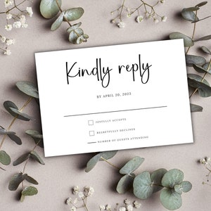 Kindly Reply Card Template Wedding Cards Instant Download Minimalist ...
