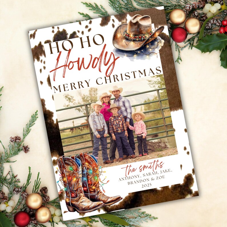 Country Christmas Card Ho Ho Howdy Christmas Photo Card Country Western ...