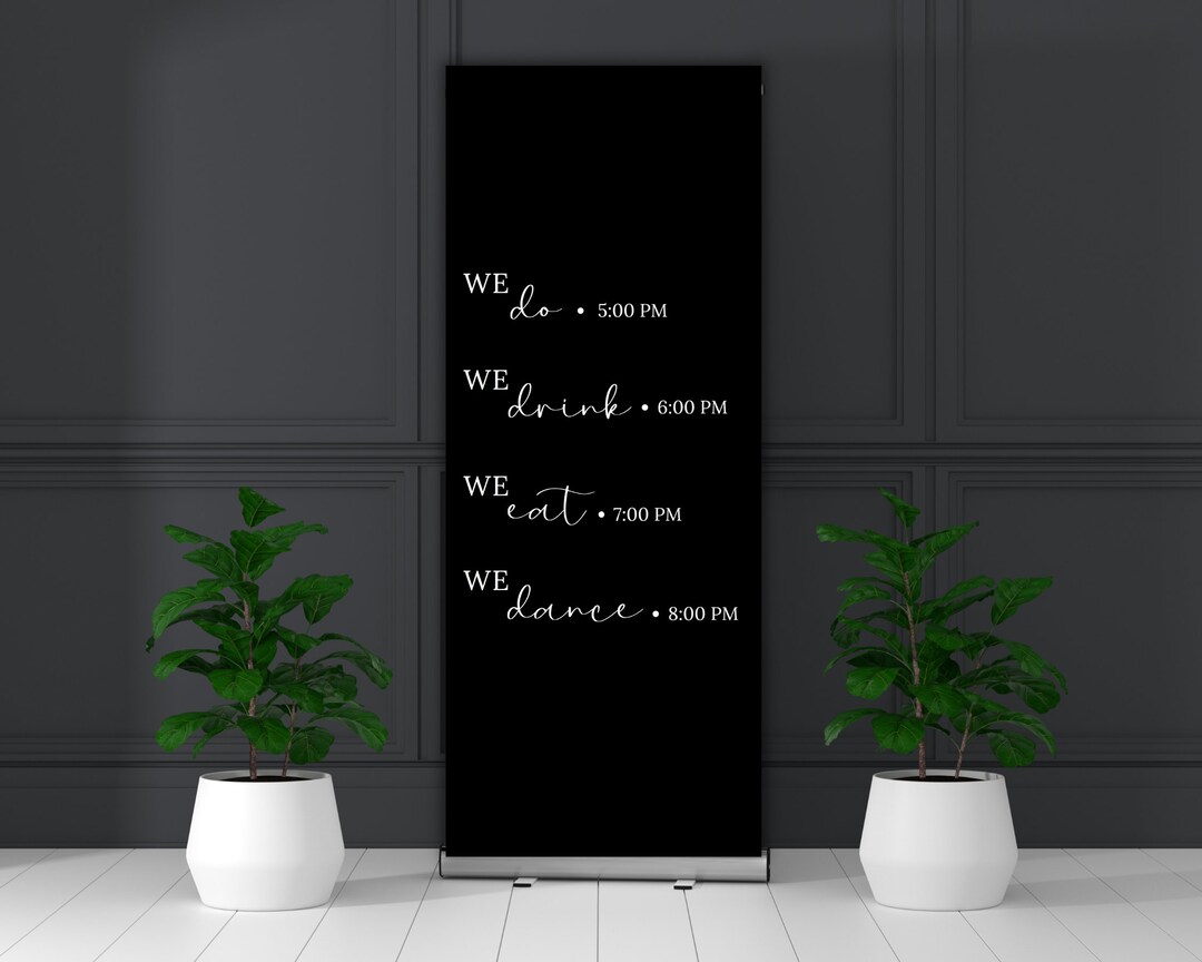 Wedding Itinerary Sign Template Stand up Signs Black Wedding Itinerary ...