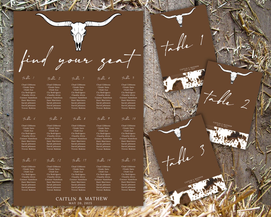 Western Wedding Seat Assignment Sign Template Rustic Wedding Printable ...