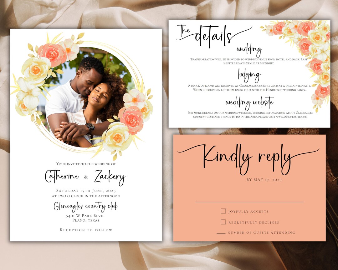 Modern Wedding Invitation Template Photo Wedding Invites Minimalist ...