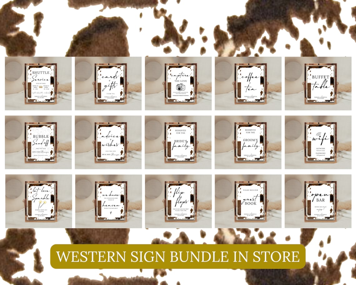 Modern Western Wedding Sign Template Buffet Table Sign - Etsy