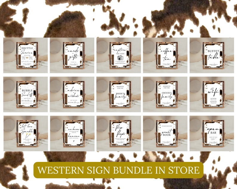 Modern Western Wedding Sign Template Buffet Table Sign Template Instant ...