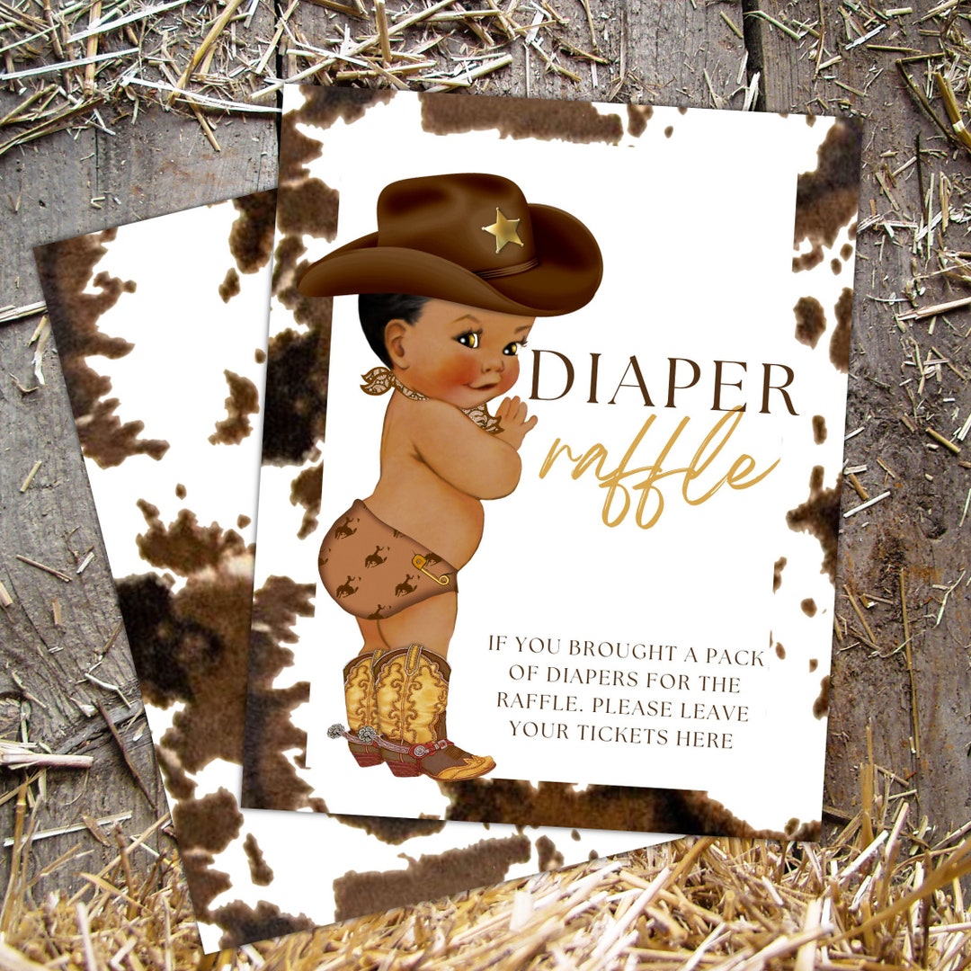 Diaper Raffle Sign Template Here Comes a Little Cowboy Baby Shower ...