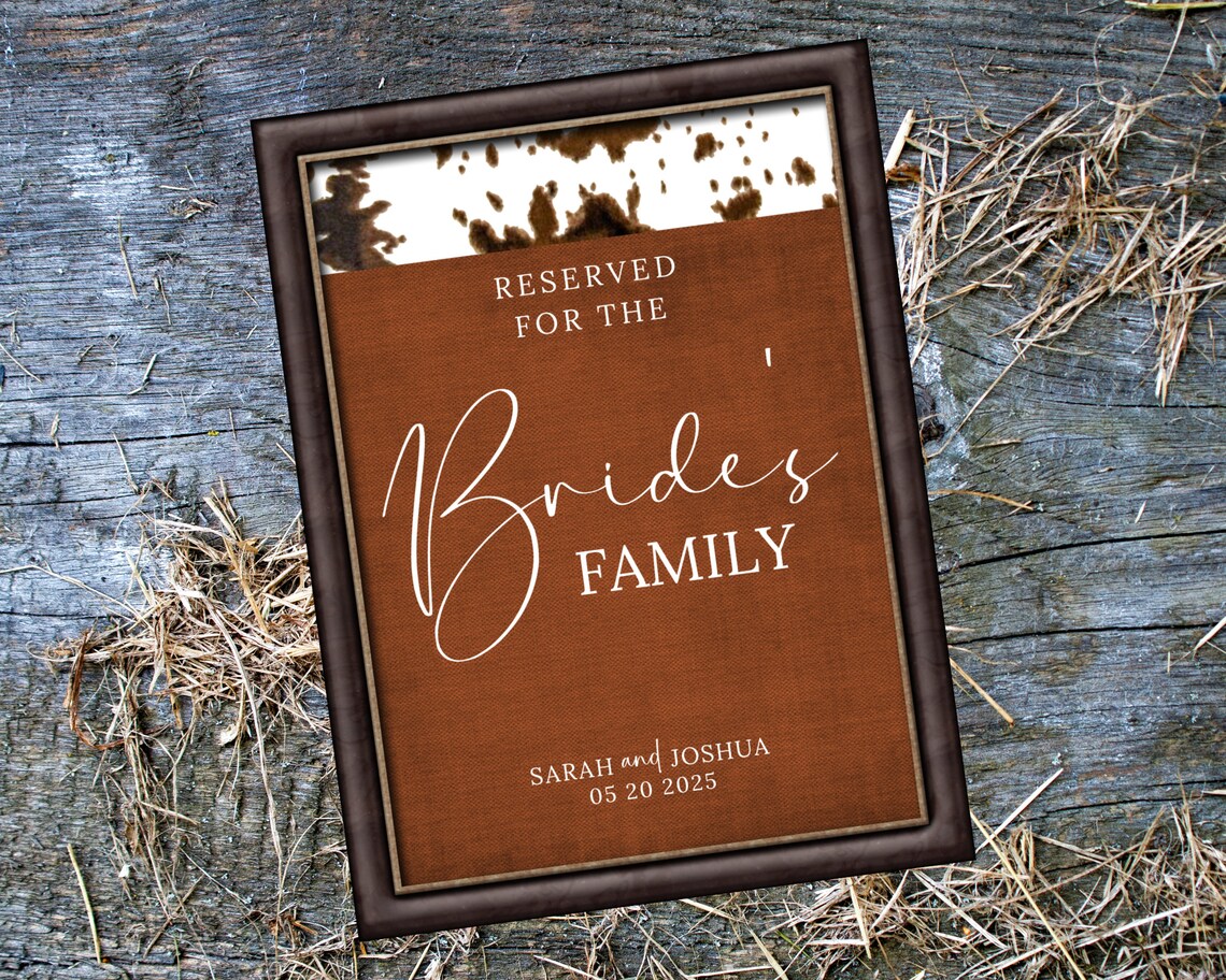 Wedding Signs Reserved for Brides Family Sign Template Wedding ...