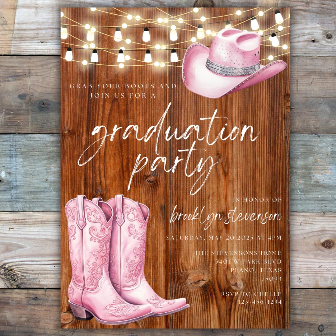 Western Graduation Party Invitation Template Cowgirl Graduation Party ...