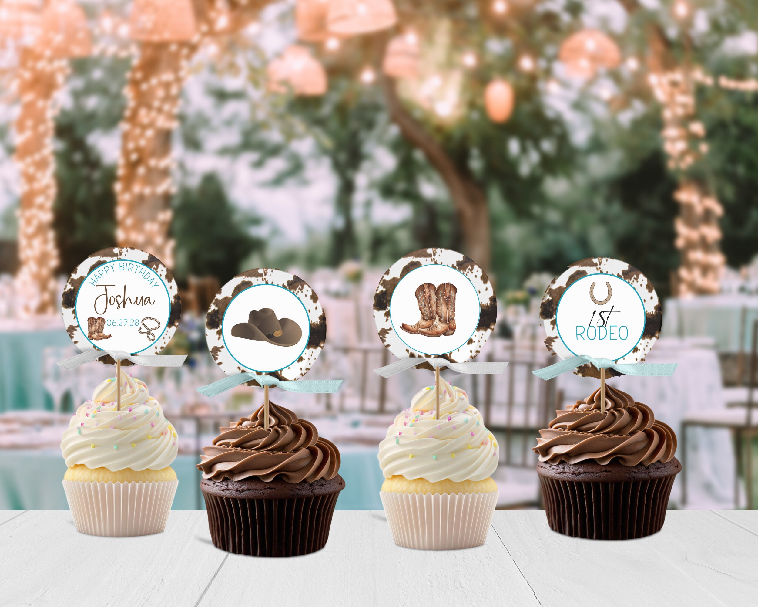 Cupcake Toppers Template First Rodeo Cupcake Toppers Western Birthday ...