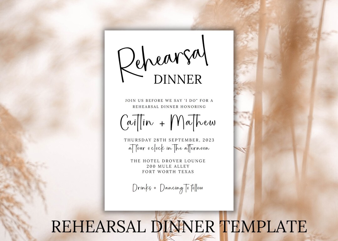Rehearsal Dinner Invitation Template Rehearsal Dinner Invite Editable ...