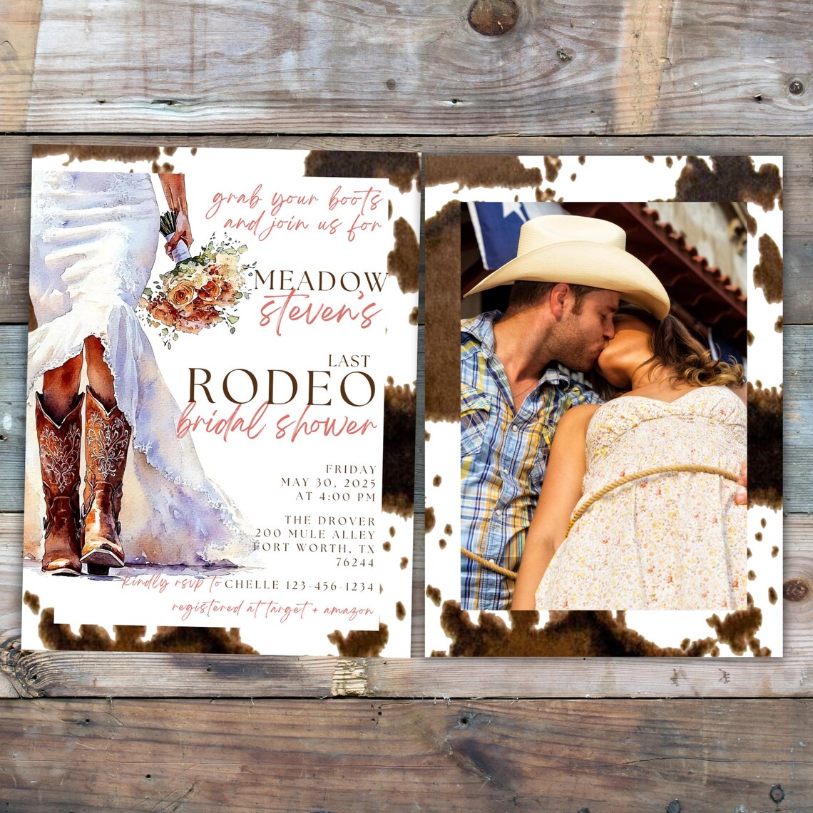 Last Rodeo Bridal Shower Invitation Template Western Cowgirl ...