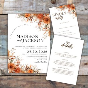 Country Wedding Invitation Set Rustic Floral Wedding Invitations Cowboy ...