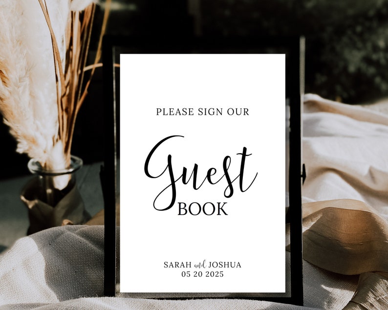 Wedding Reception Sign Template Wedding Sign the Guest Book Sign ...