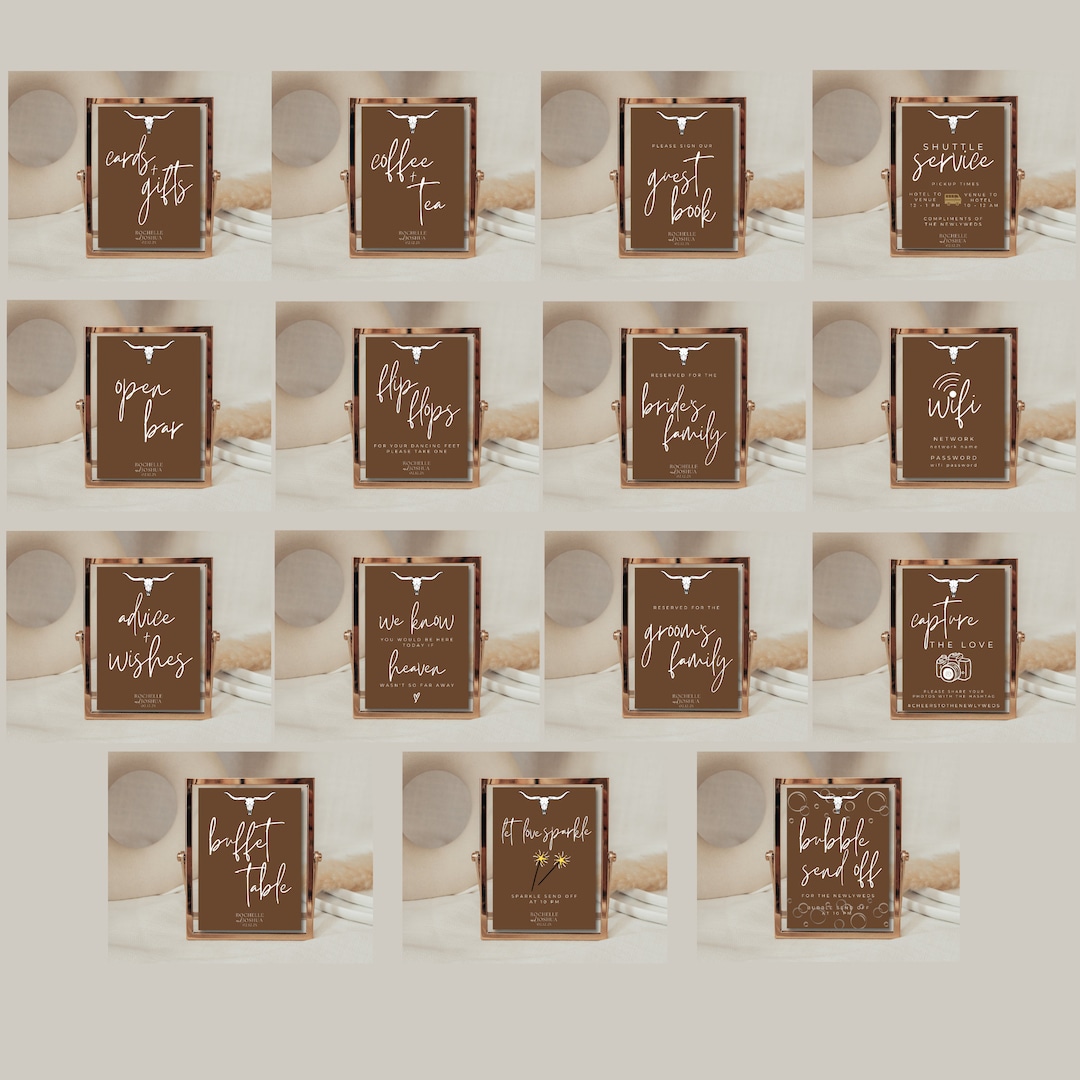 Western Wedding Decor Table Sign Bundle Cowboy Wedding Southwestern ...