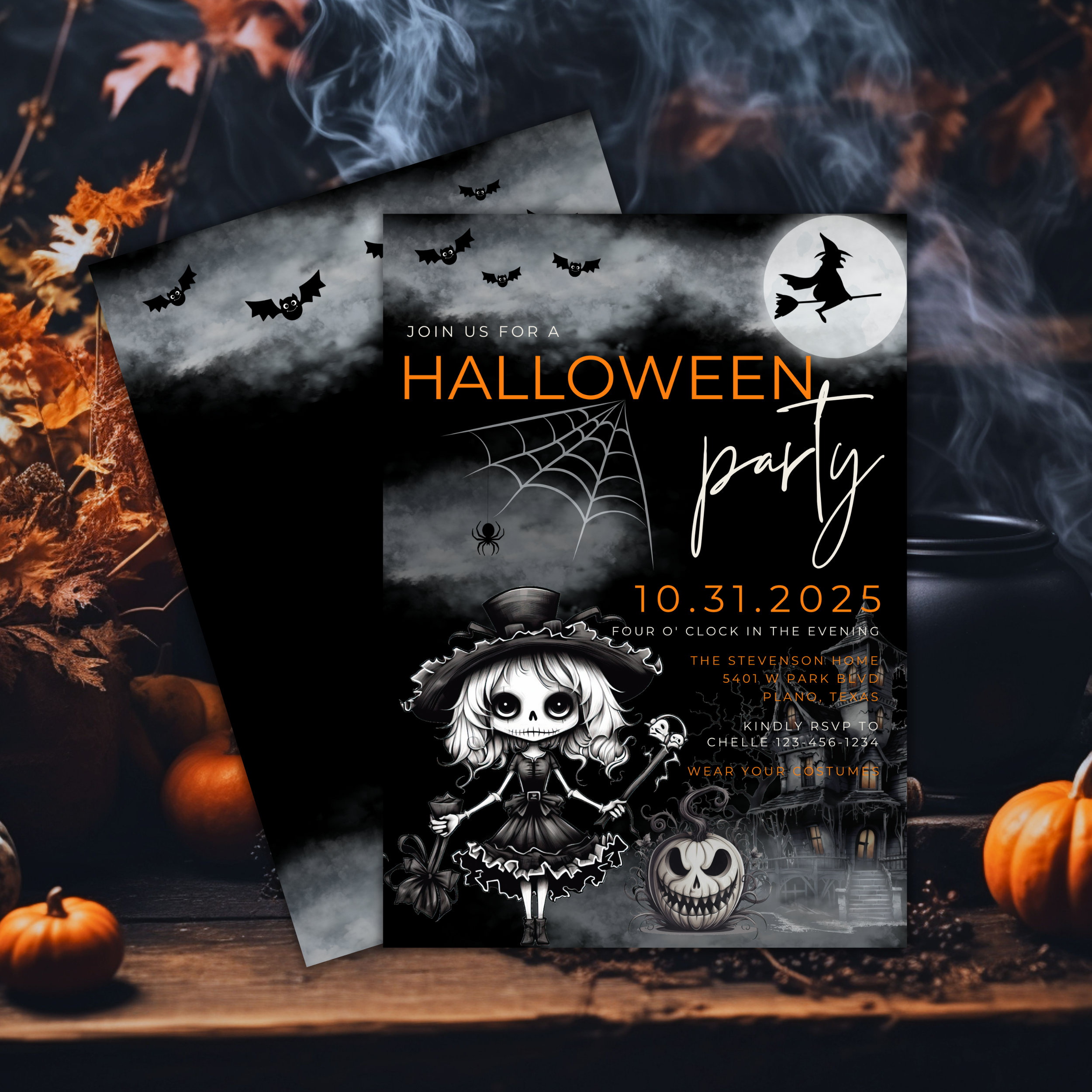 Goth Halloween Party Invitation Template Goth Girl Party Invites ...