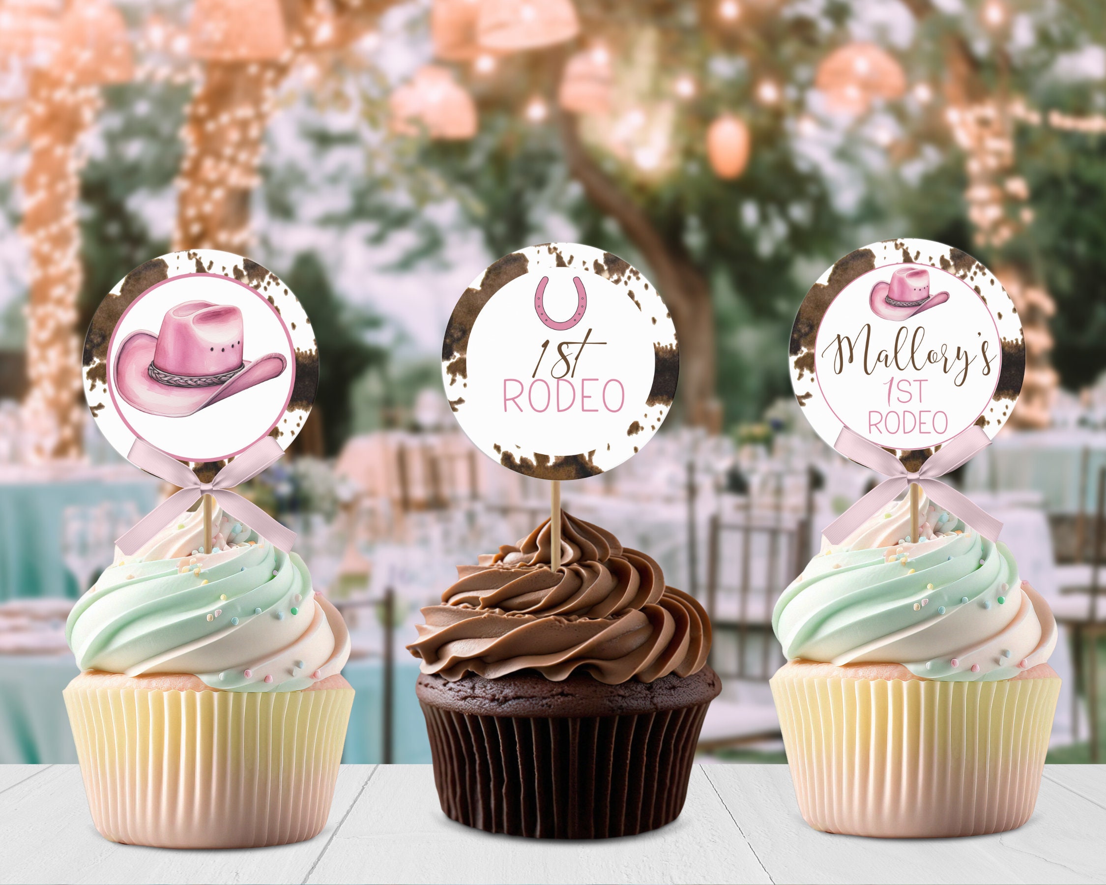 Cupcake Toppers Cowgirl First Rodeo Cupcake Toppers Template - Etsy
