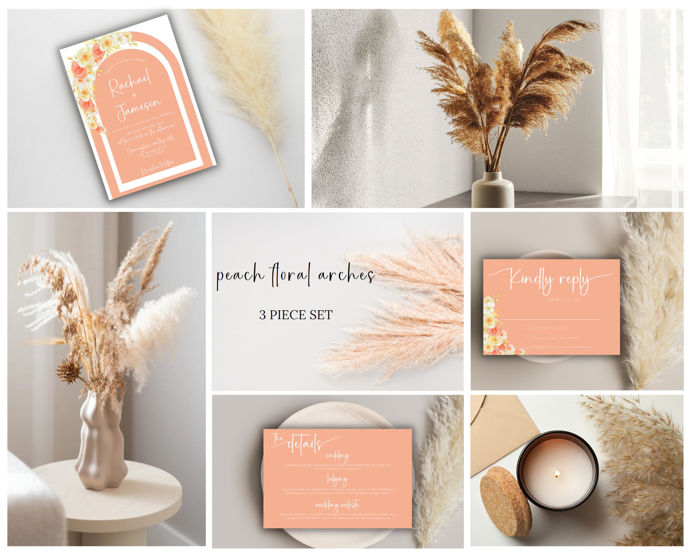 Modern Floral Wedding Invitation Template Kindly Reply Card Details ...