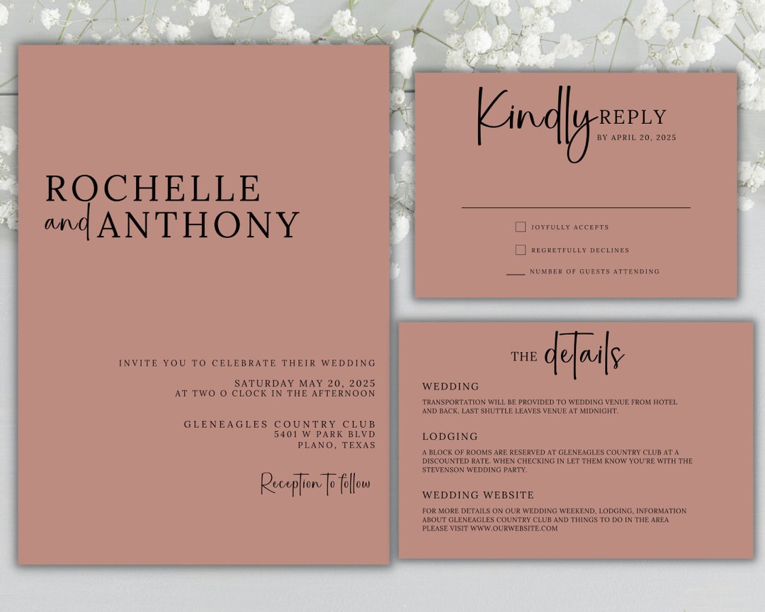 Pink Wedding Invitation Stationary Pink Wedding Invitation Templates ...