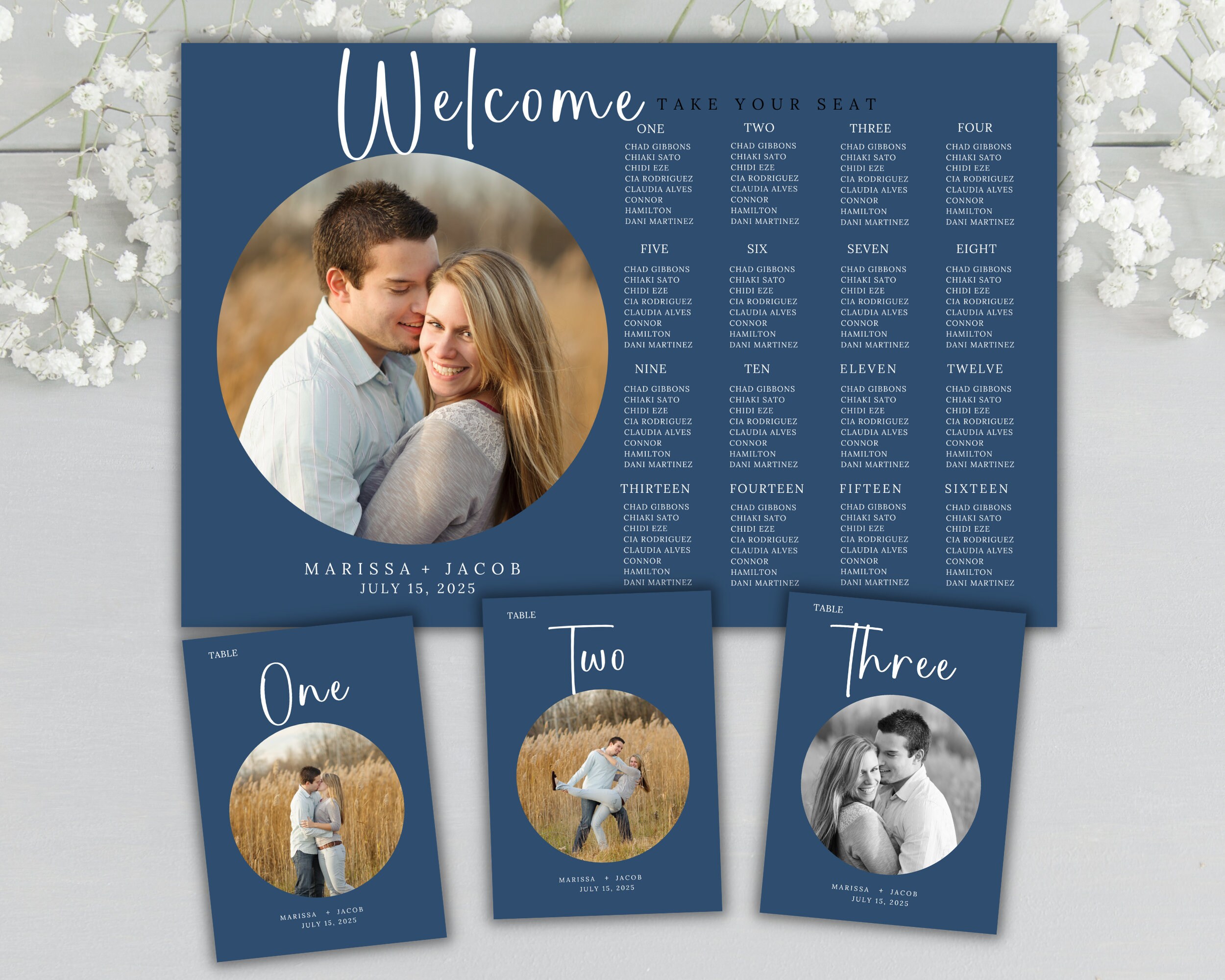 Wedding Seating Chart Template Navy Blue Seat Assignment Sign - Etsy