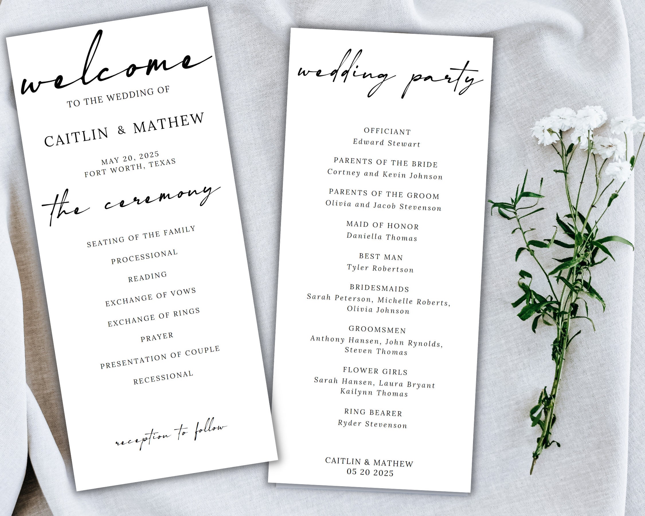 Minimalist Wedding Program Template Wedding Ceremony Program - Etsy