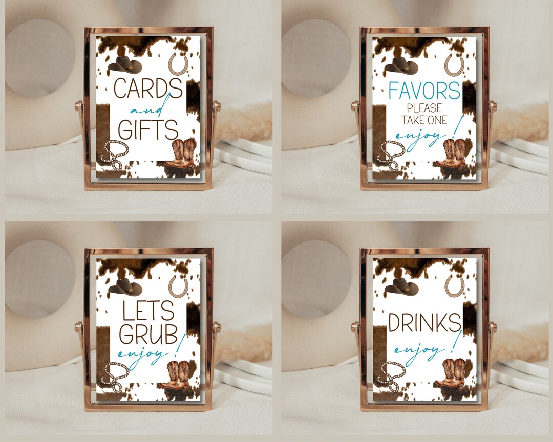 Western Birthday Party Table Signs Template Cowboy Party Signs First ...