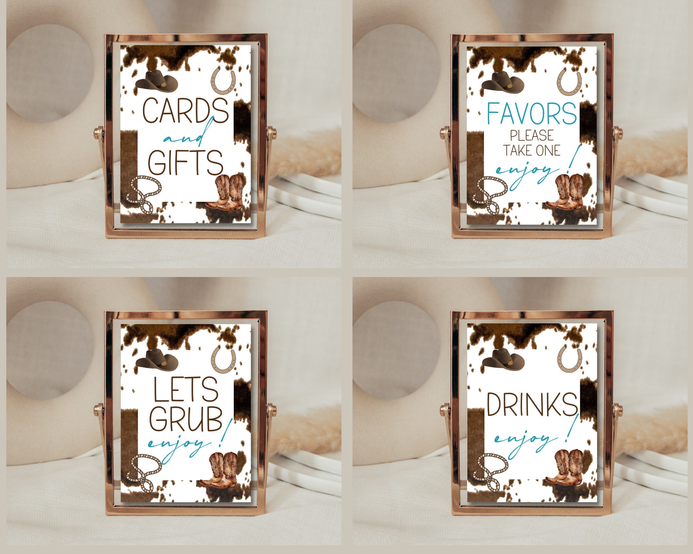 Western Birthday Party Table Signs Template Cowboy Party Signs First ...