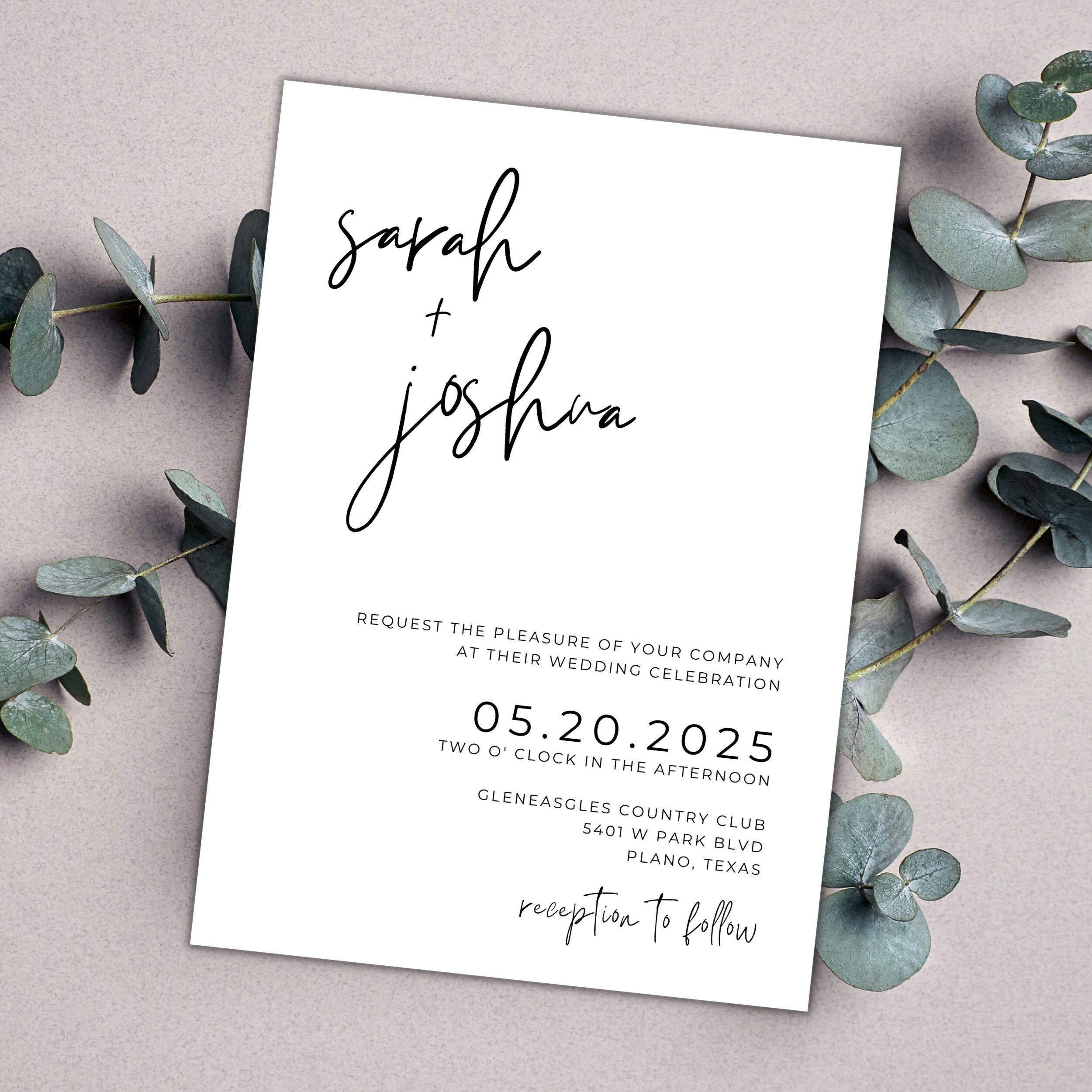 Minimal Wedding Invite Suite, Modern Invite, Simple Editable Invite ...