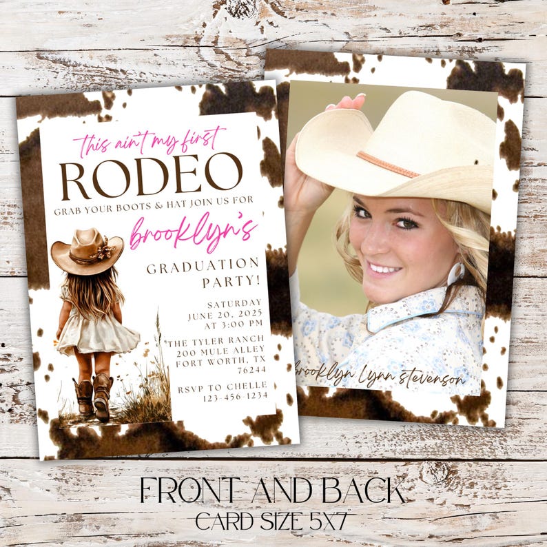 Cowgirl Graduation Party Invitation Template, Western Grad Invite ...