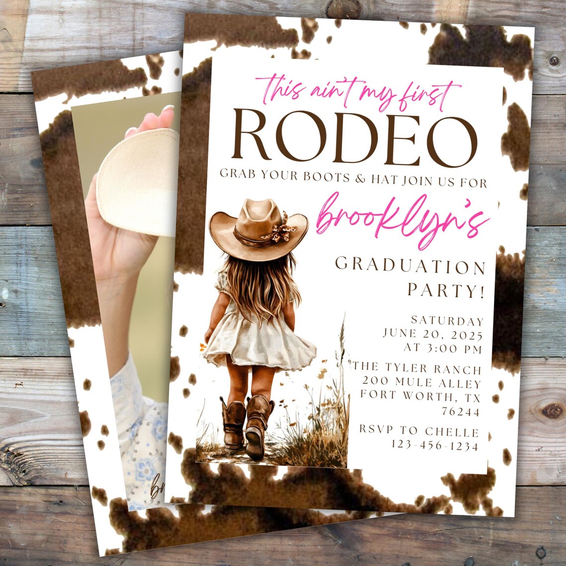 Cowgirl Graduation Party Invitation Template, Western Grad Invite ...