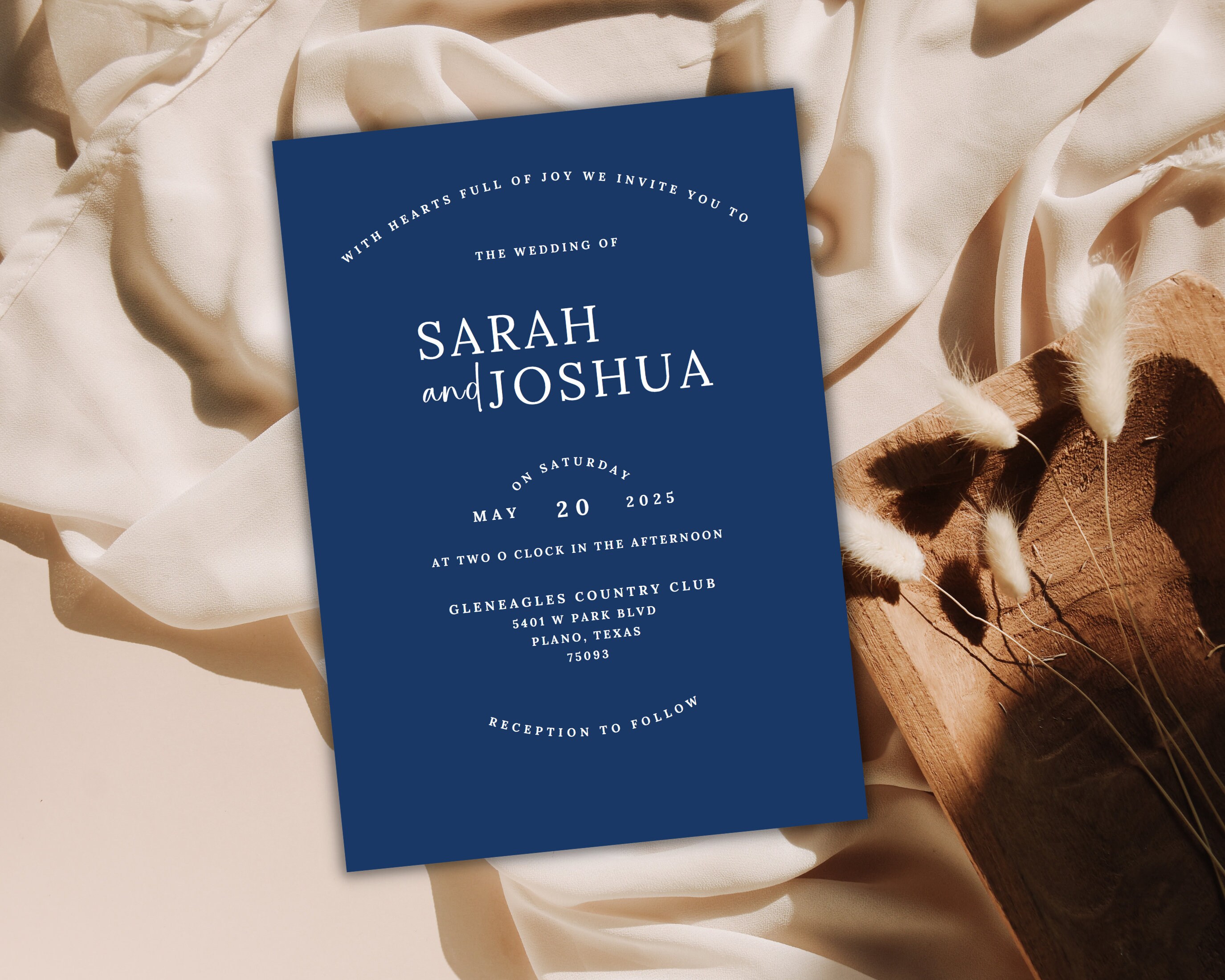 Blue Wedding Invitation Template Navy Blue Wedding Invites Modern ...