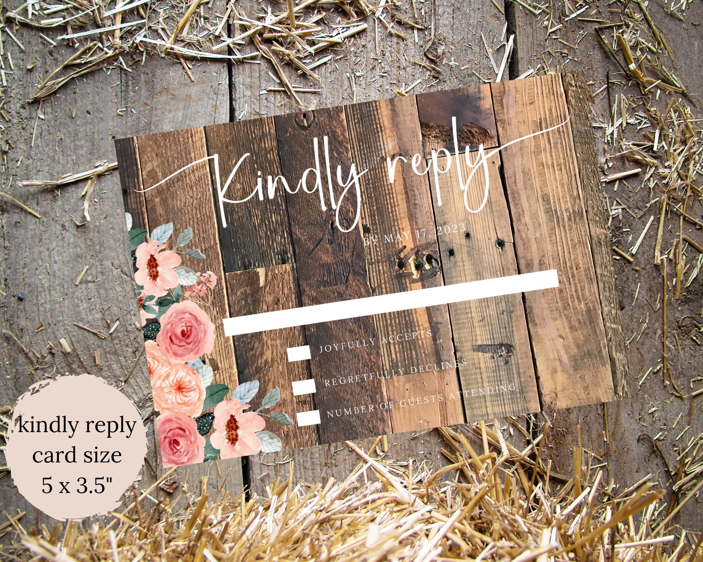 Country Western Wedding Invitation Template Kindly Reply Card Rustic ...