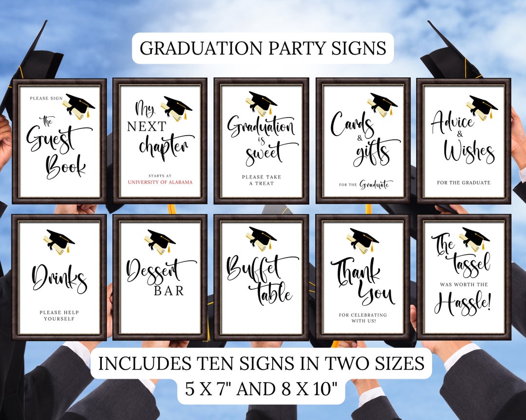 Graduation Party Signs Class of 2025 Table Signs Graduation Cards and ...