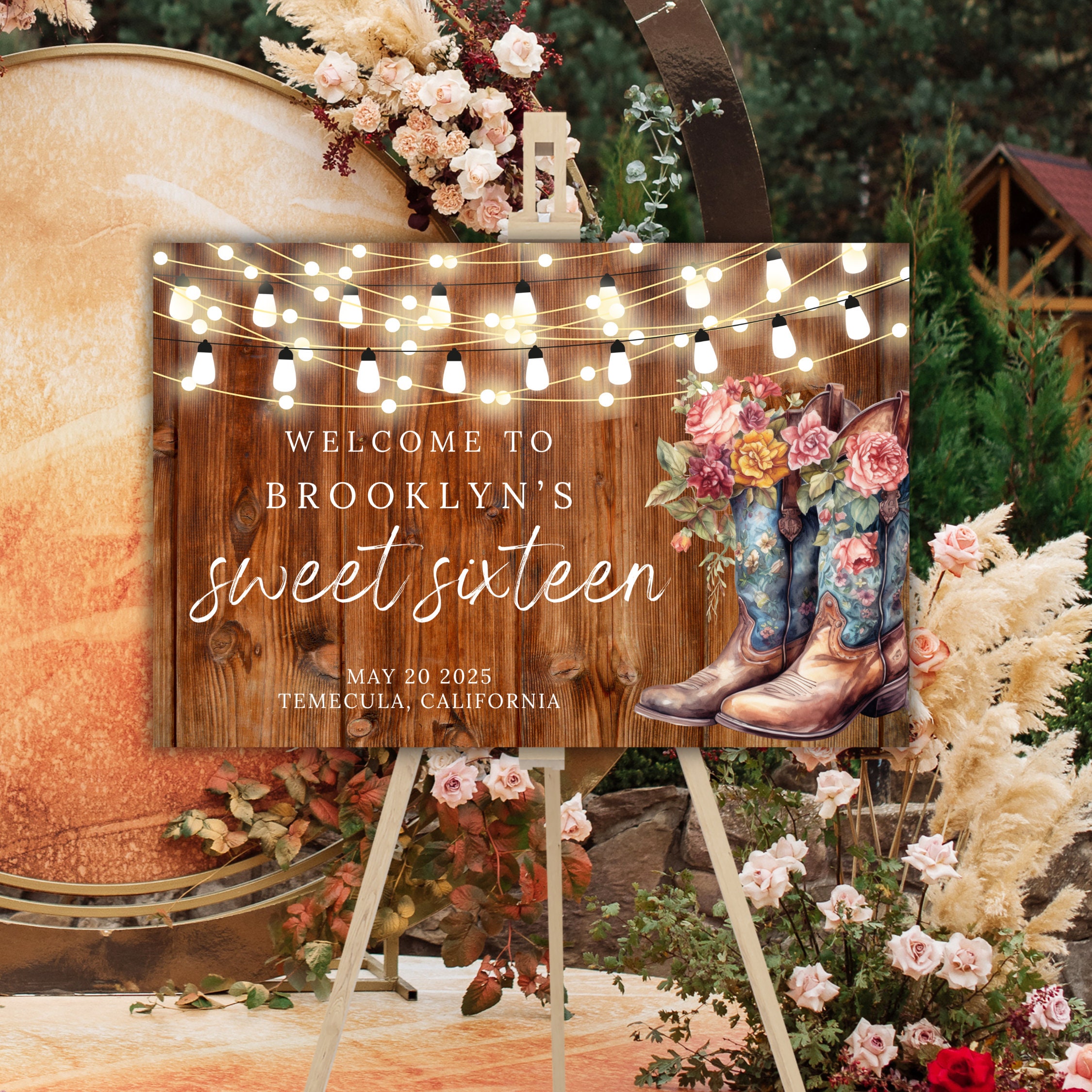 Sweet Sixteen Welcome Sign Sweet 16th Birthday Party Welcome Sign ...