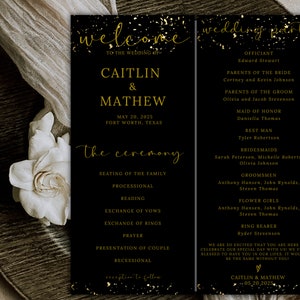 Black and Gold Wedding Program Template Printable Wedding Ceremony ...