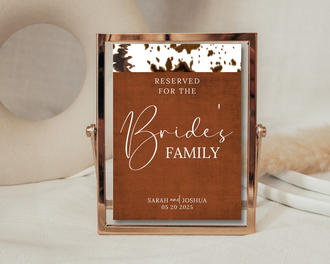 Wedding Signs Reserved for Brides Family Sign Template Wedding ...