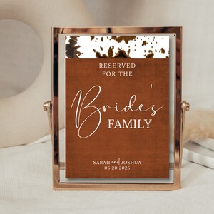 Wedding Signs Reserved for Brides Family Sign Template Wedding ...