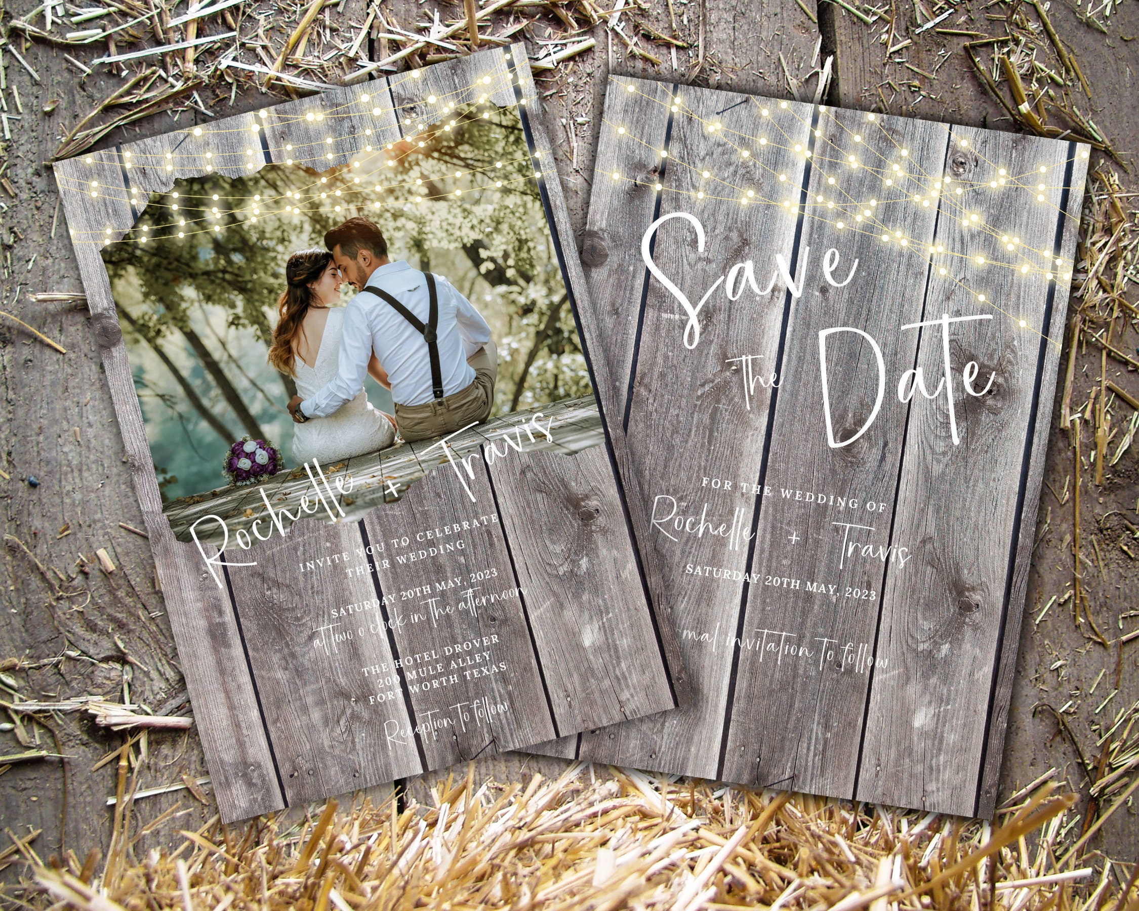 Country Wedding Invitation Set Includes Rsvp Gray Barn Wood Wedding ...